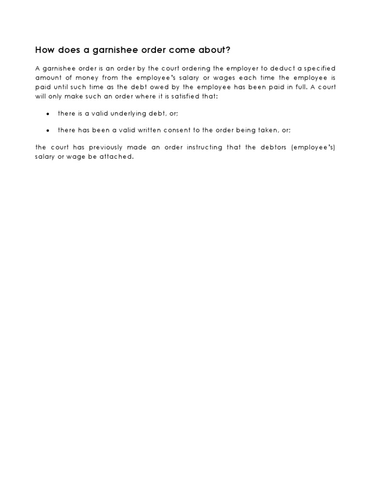 How Does A Garnishee Order Come About | PDF | Finance & Money Management