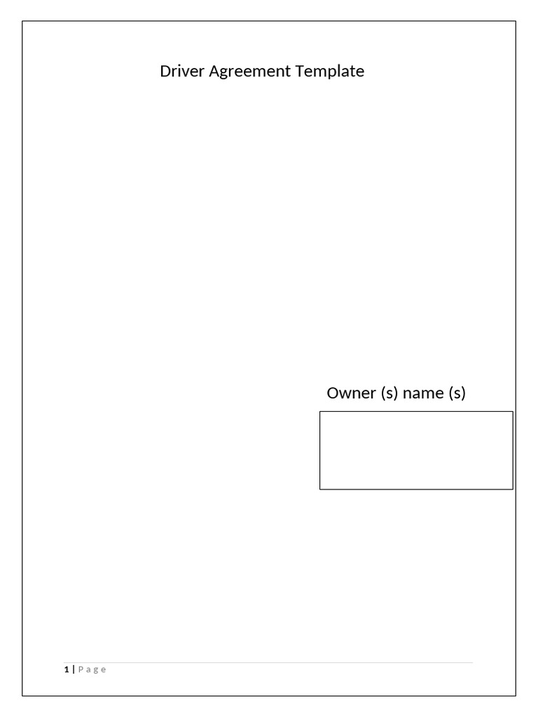 Driver Agreement Template | PDF