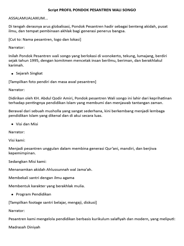 Profil Pondok Pesantren Wali Songo | PDF