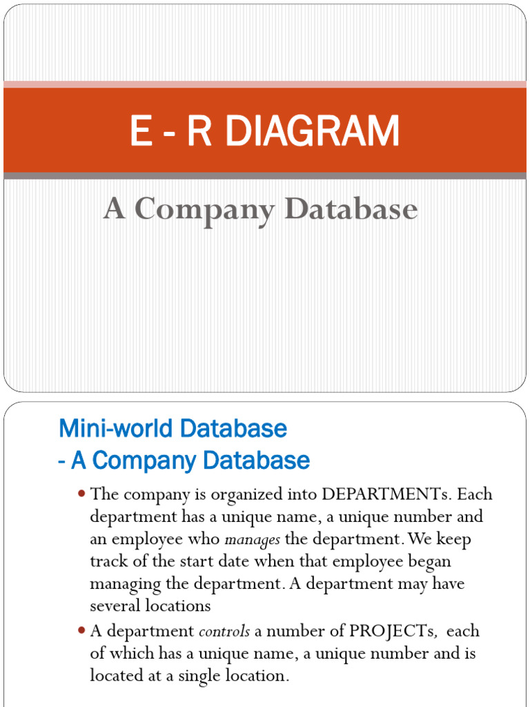 ER Diagram of A Company Database | PDF | Databases | Information Science