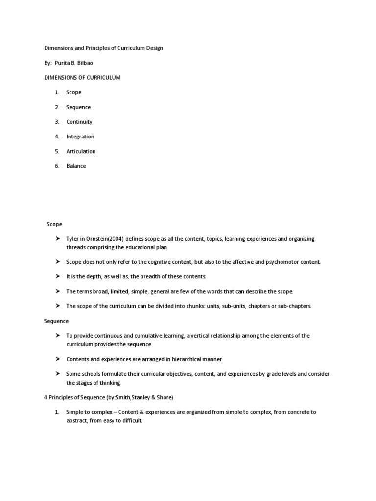 Curriculum Design Dimensions Explained | PDF | Curriculum | Teachers