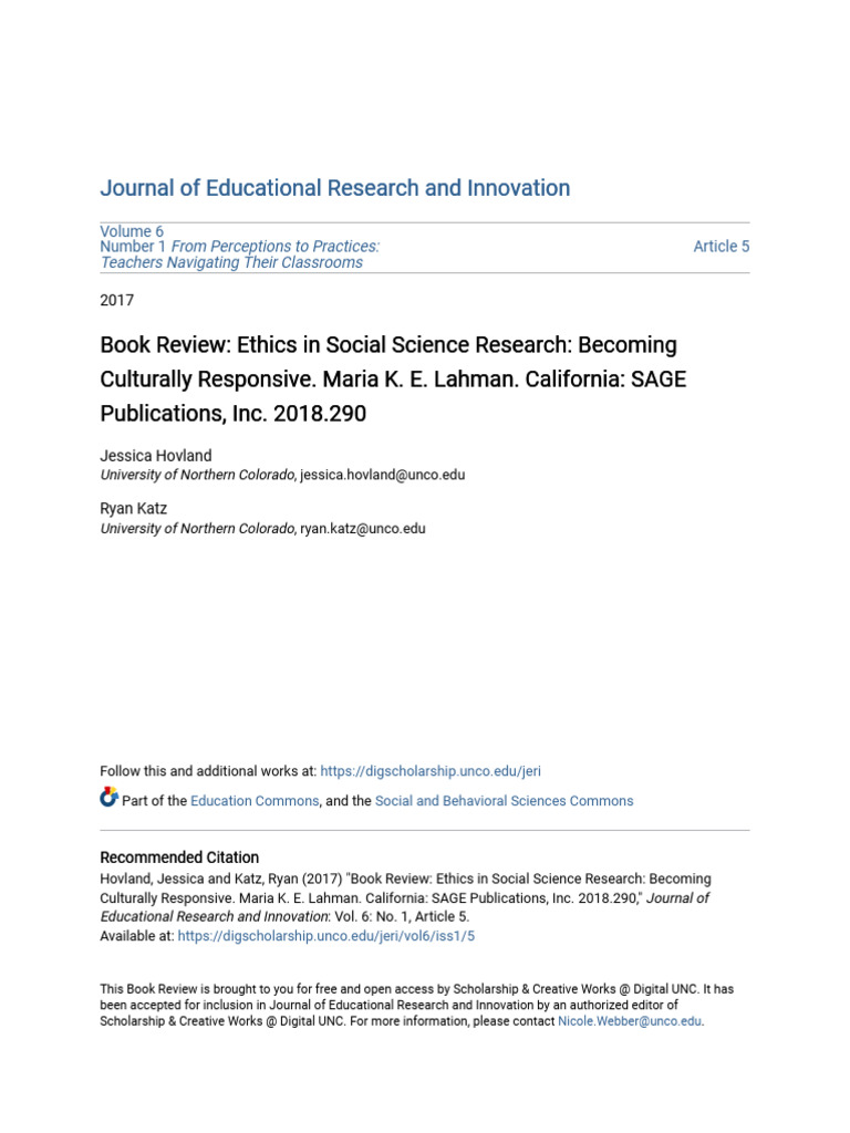 Book Review - Ethics in Social Science Research | PDF | Behavioural Sciences | Social Psychology
