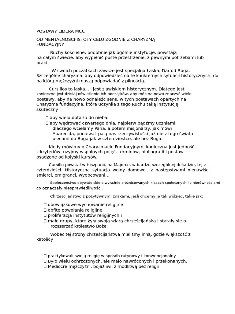 Postawy Lidera MCC | PDF