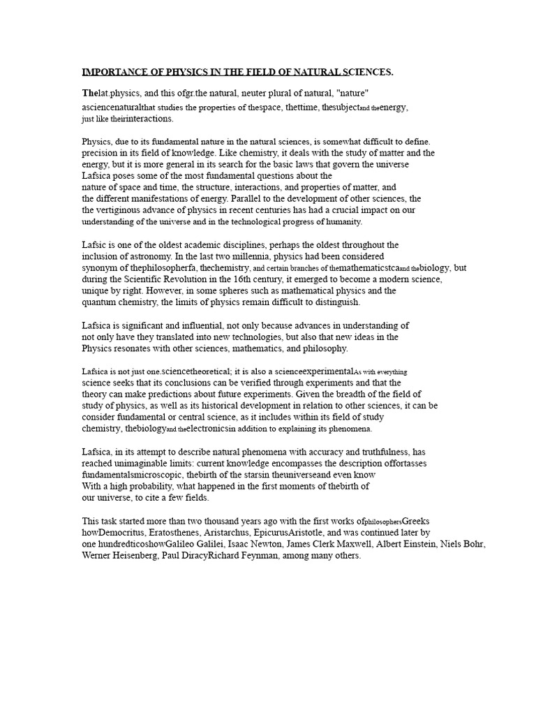 Importance of Physics, Chemistry, and Biology in The Field of Natural ...