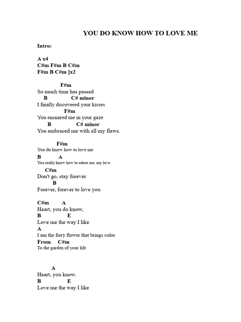 You Do Know How To Love Me | PDF