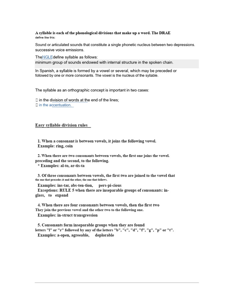 Rules of Syllabication, Accentuation and Tilde, Hiatus, Diphthong and ...