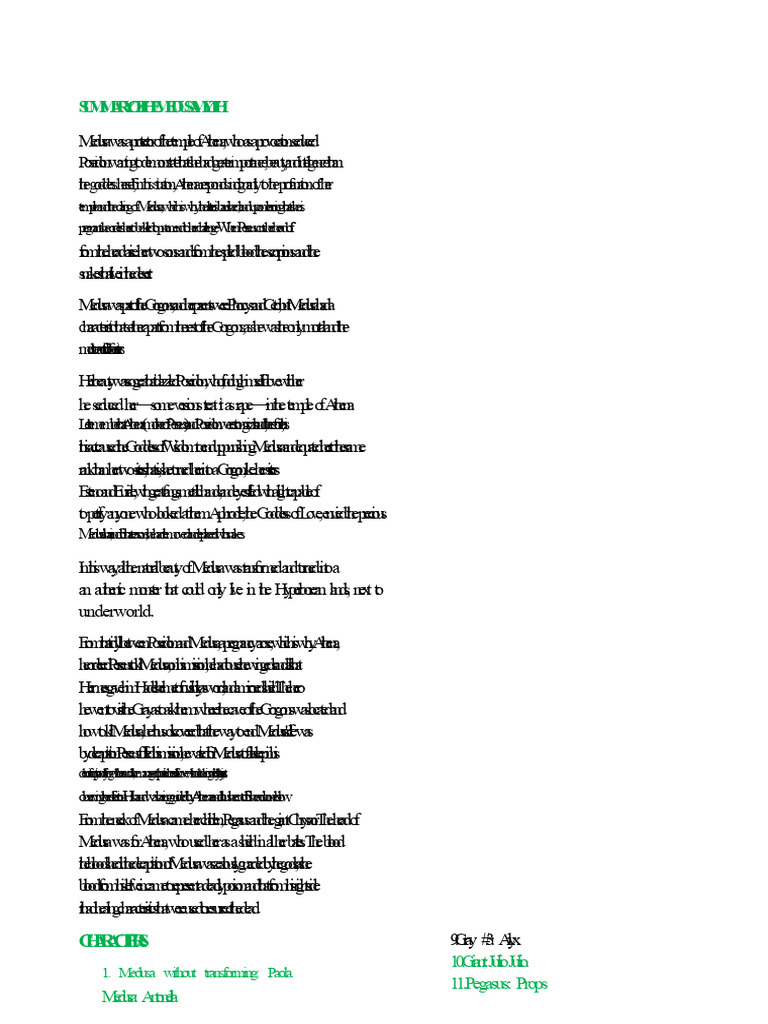 Dramatized Script: MYTH OF MEDUSA | PDF | Medusa | Athena