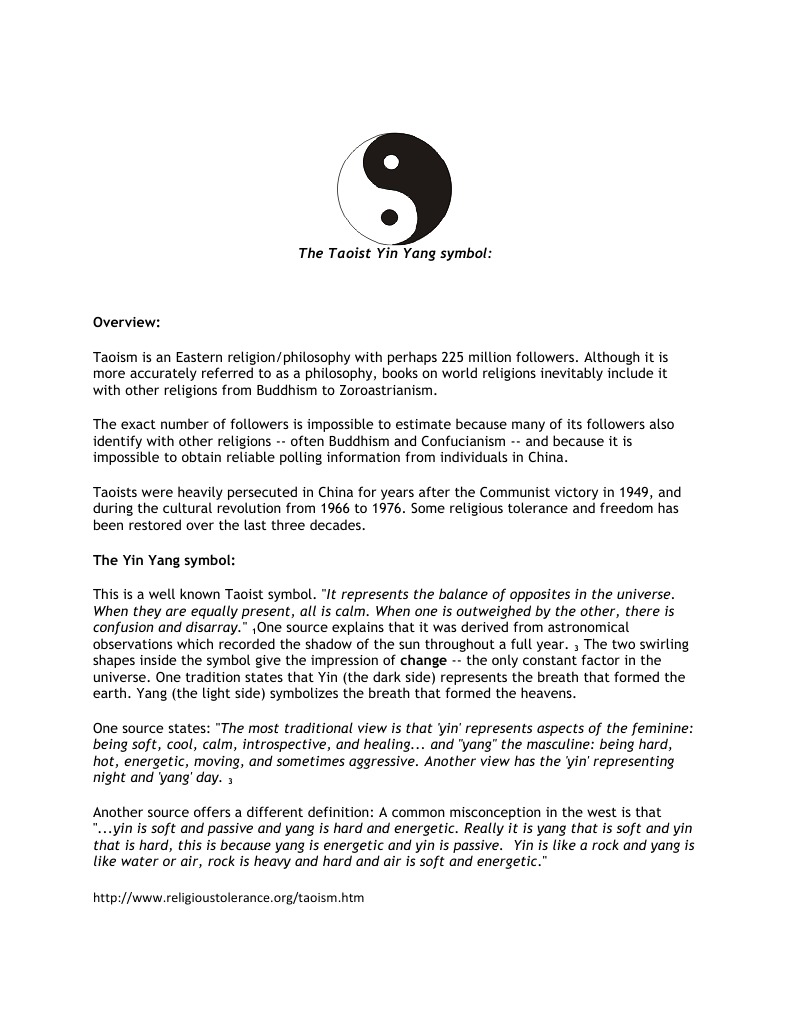 The Taoist Yin Yang Symbol | PDF