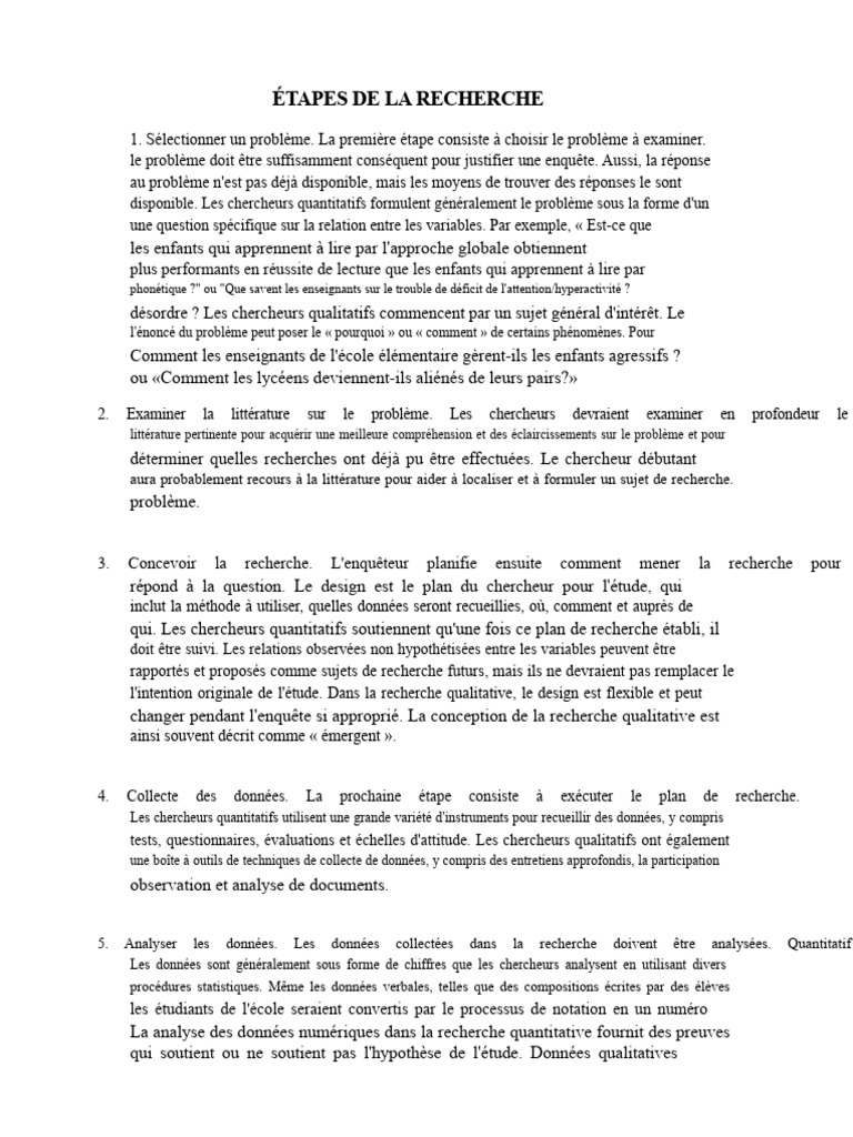Étapes de la recherche qualitative et quantitative | PDF | Statistiques ...