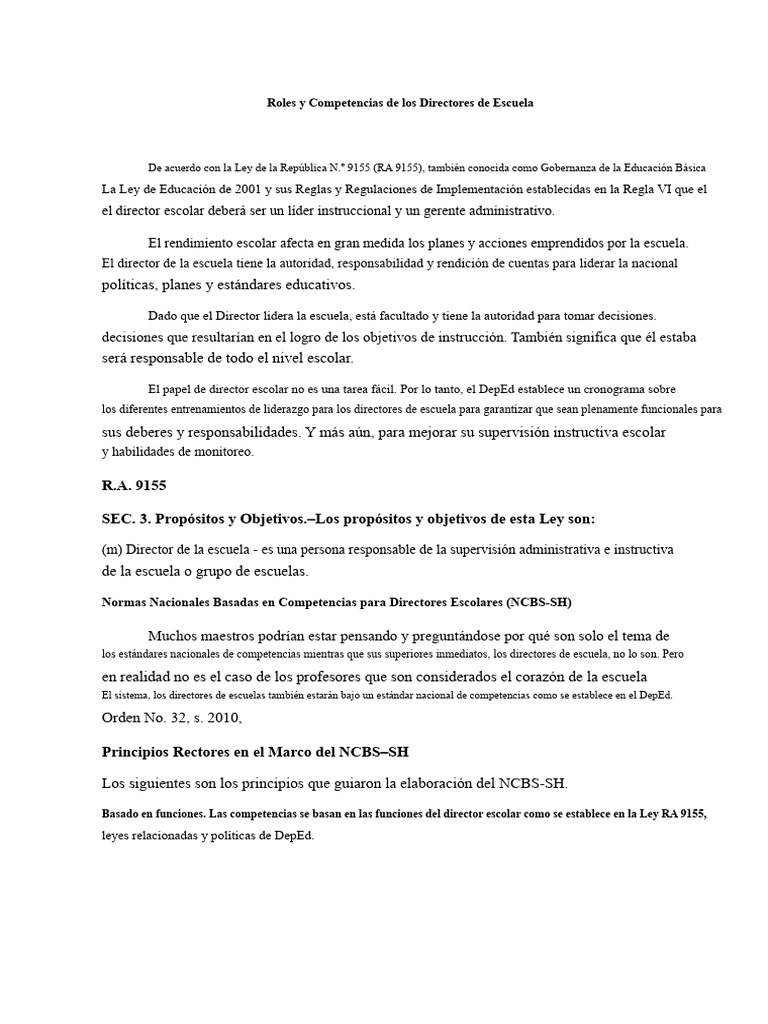 Competencias Clave de Directores Escolares | PDF | Liderazgo | Escuelas