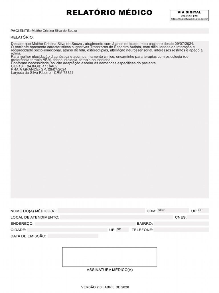 Relatorio - Medico (1) - 1 | PDF