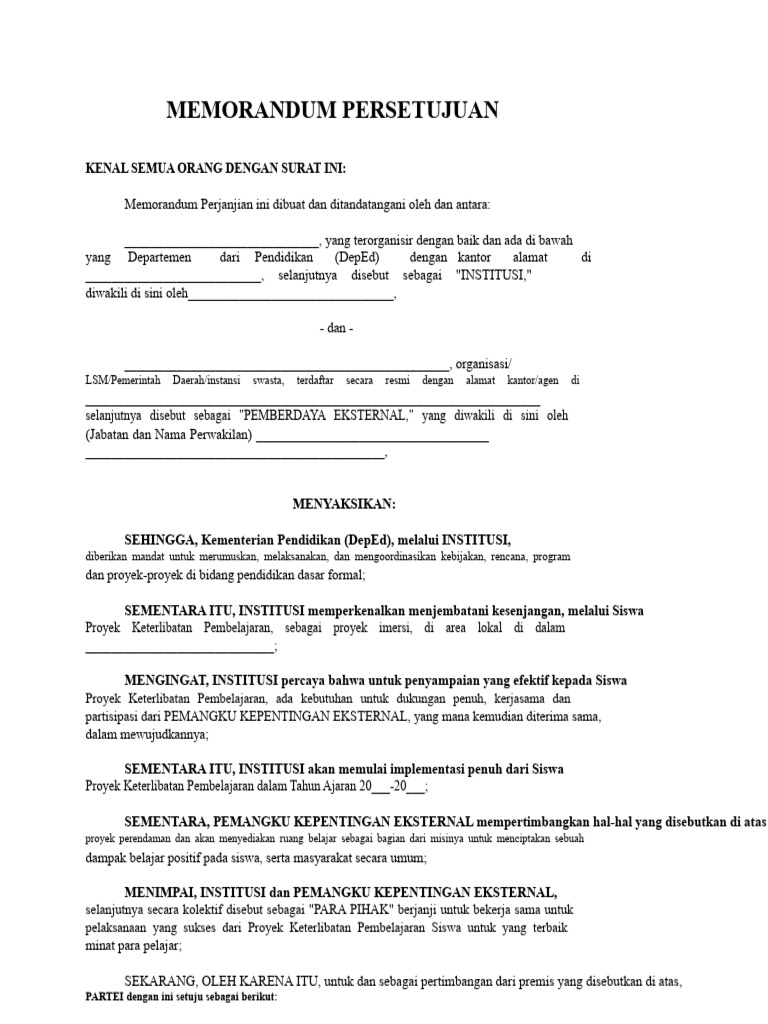 Memorandum Proyek Keterlibatan Pembelajaran | PDF