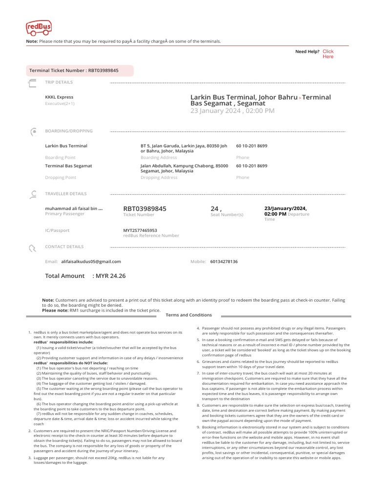Ticket | PDF | Bus | Damages