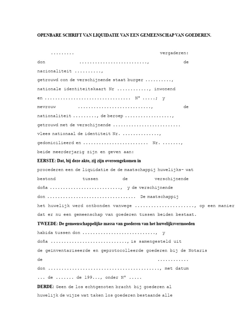 Openbare Akte Van Vereffening Van de Echtelijke Gemeenschap | PDF