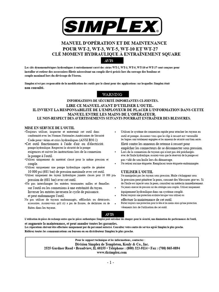 Manuel d'utilisation clés dynamométriques | PDF | Vis de fixation | Piston