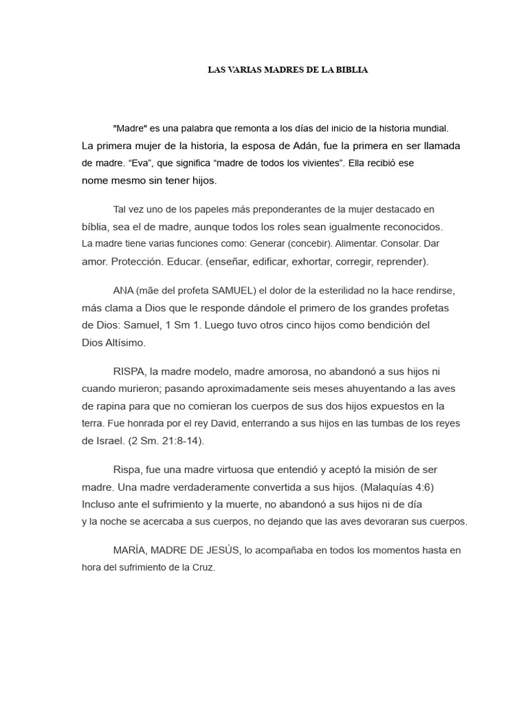 Las Varias Madres de La Biblia | PDF