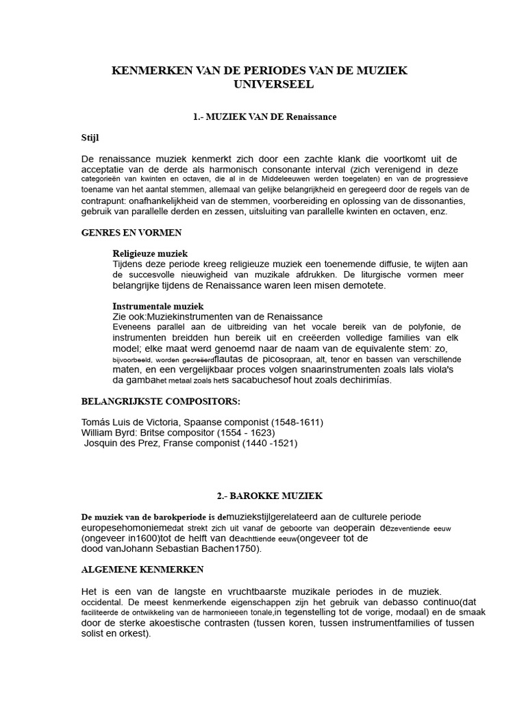 Kenmerken Van de Tijdperken Van de Universele Muziek | PDF
