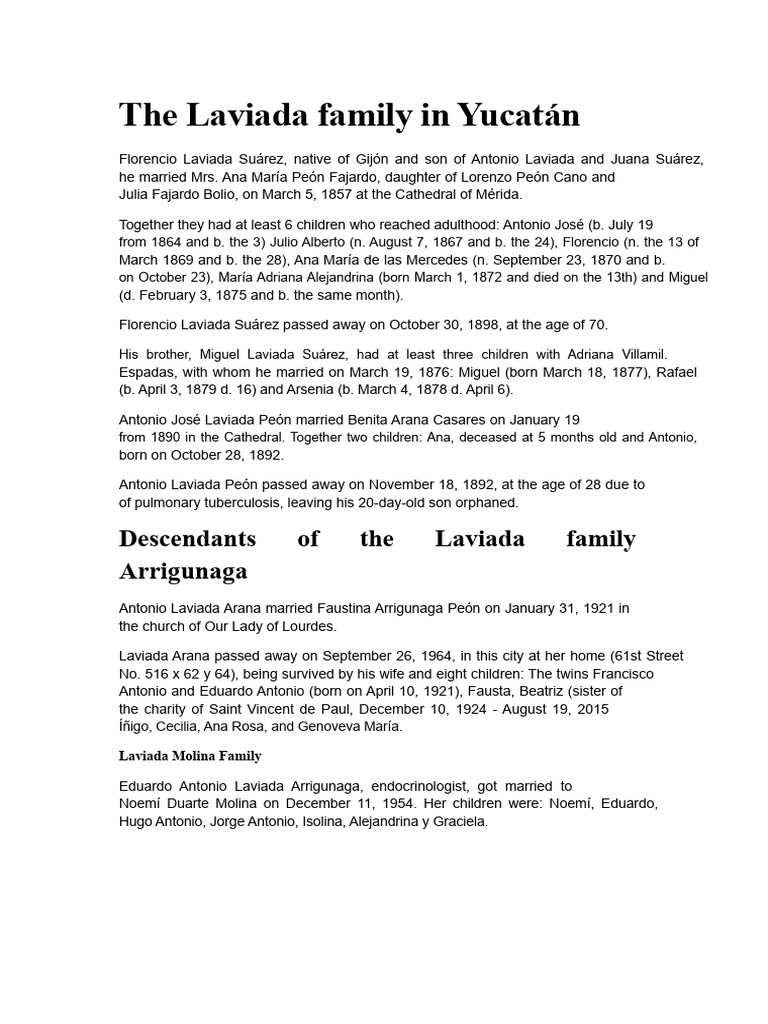 Laviada Family History in Yucatán | PDF