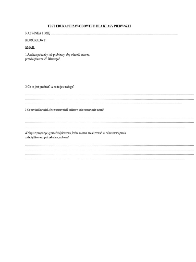 Test Pisemny Ept 1 | PDF