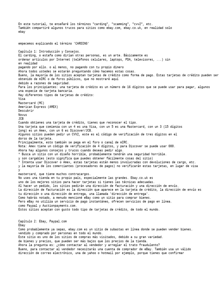 Tutorial Básico de Carding 1 | PDF | Bahía E | Pay Pal