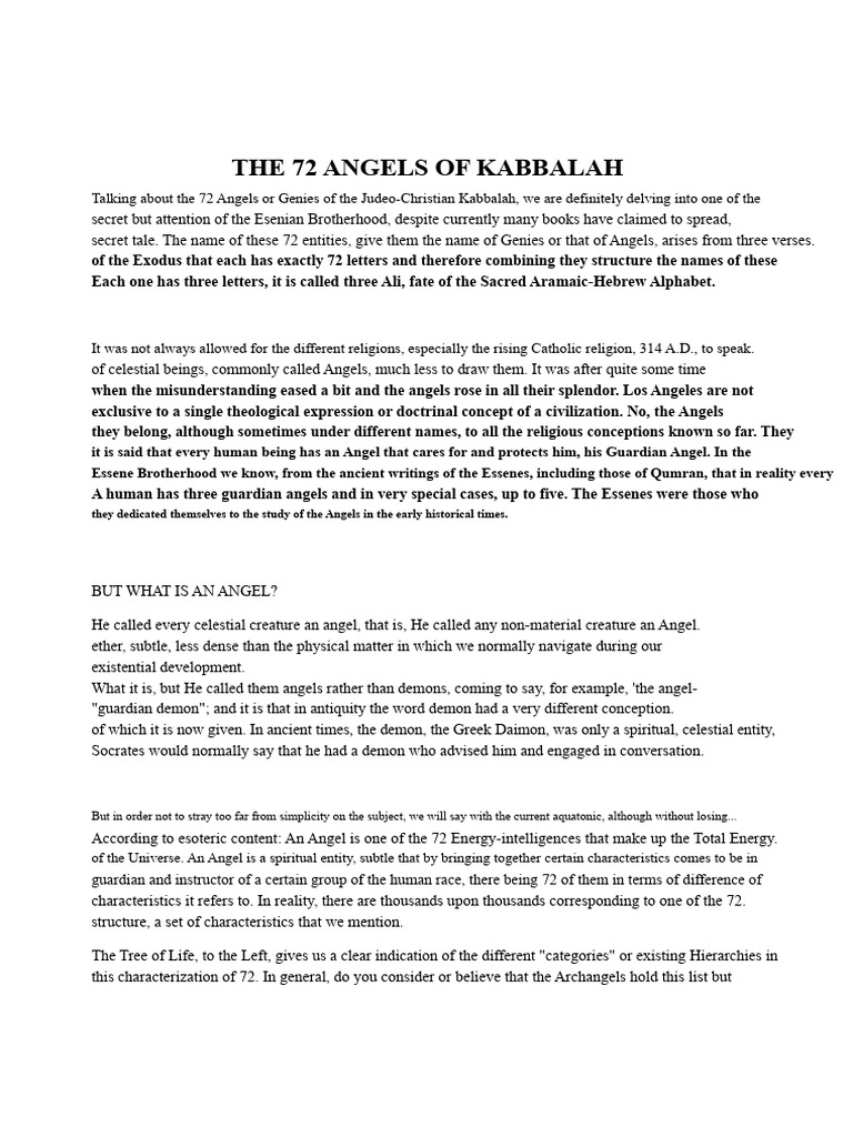The 72 Angels of The Hebrew Kabbalah | PDF | Angel | Demons