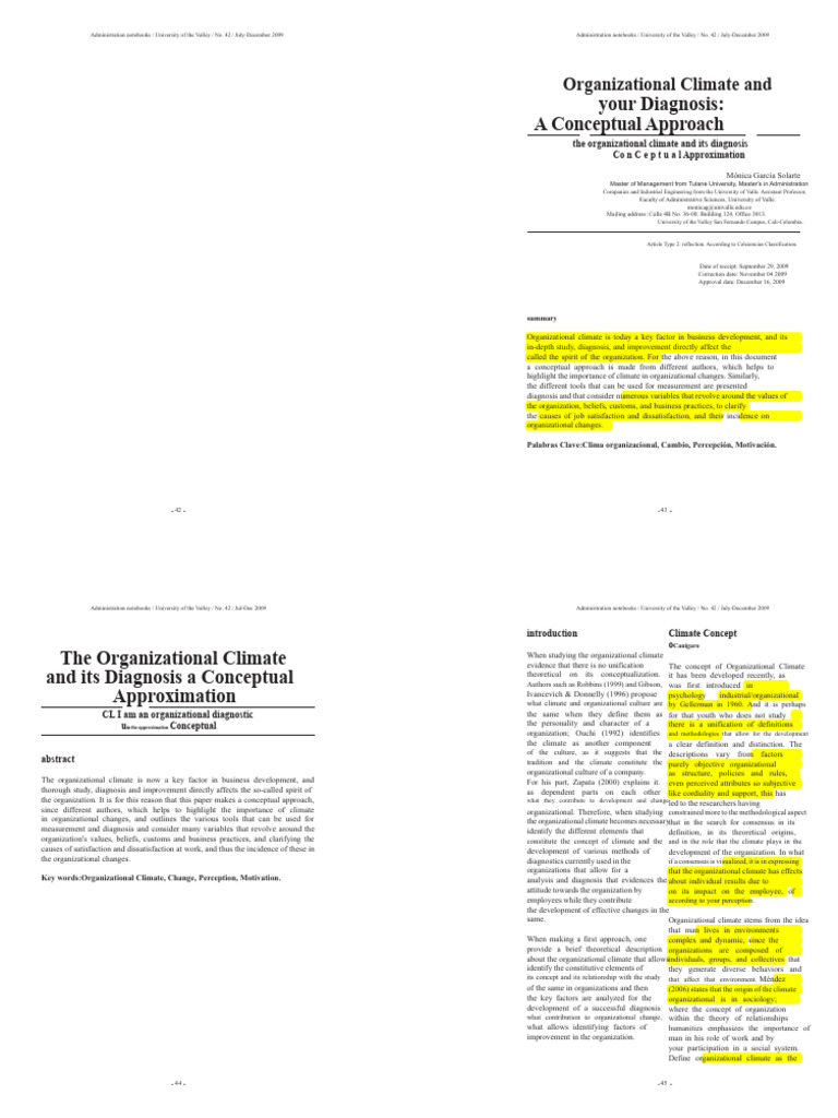 Diagnosing Organizational Climate | PDF | Attitude (Psychology ...