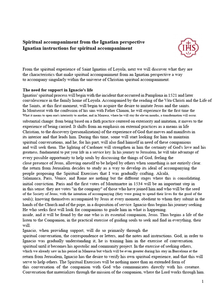 Ignatian Spiritual Accompaniment Guide | PDF | Ignatius Of Loyola ...