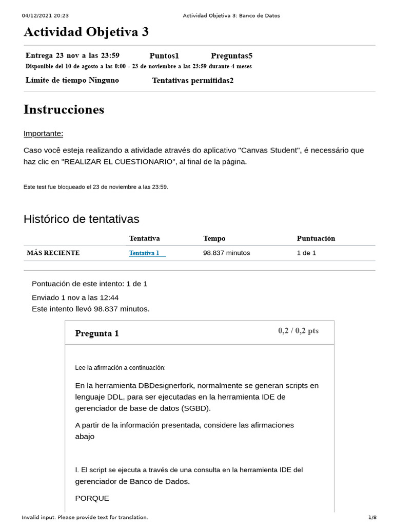 Actividad Objetiva 3_ Base de Datos | PDF | SQL | Datos de computadora