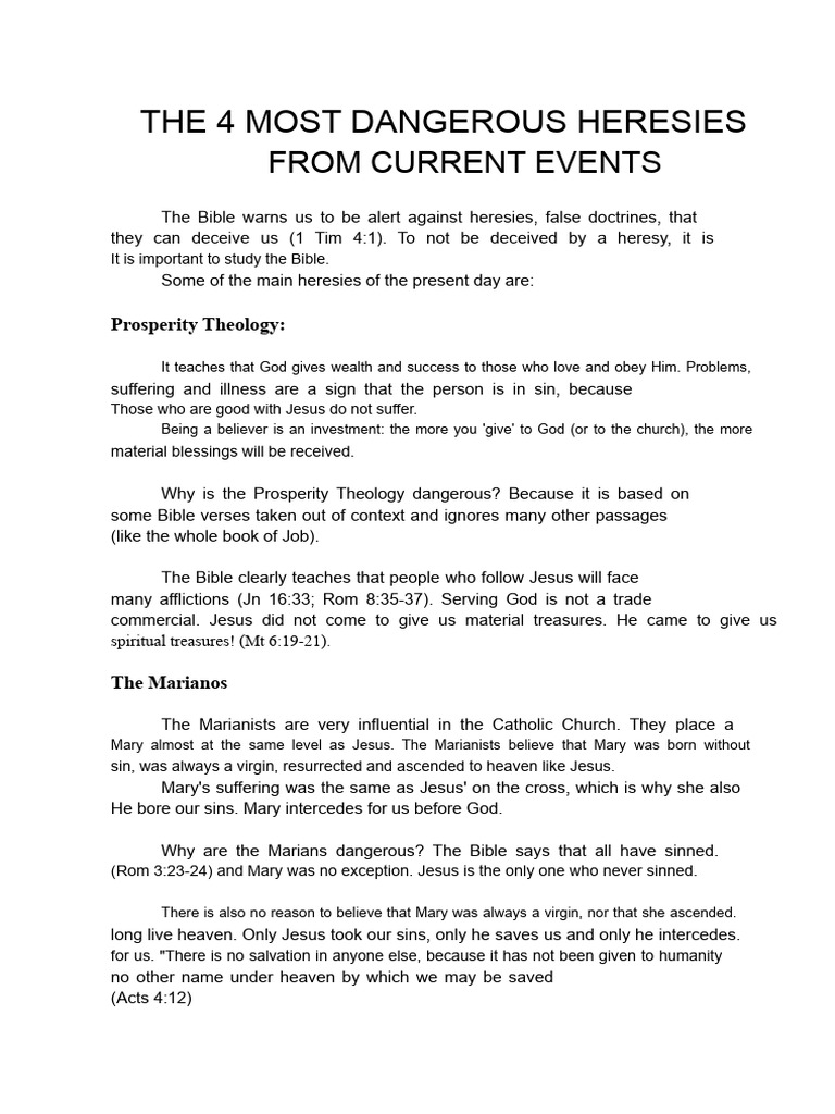 Top 4 Dangerous Modern Heresies | PDF | Baptism | Jesus
