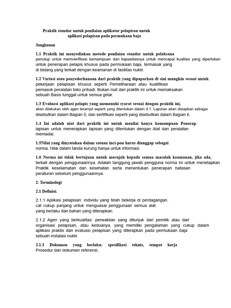 ASTM D4228 - Praktik Standar Untuk Kualifikasi Aplikator Pelapis Untuk ...
