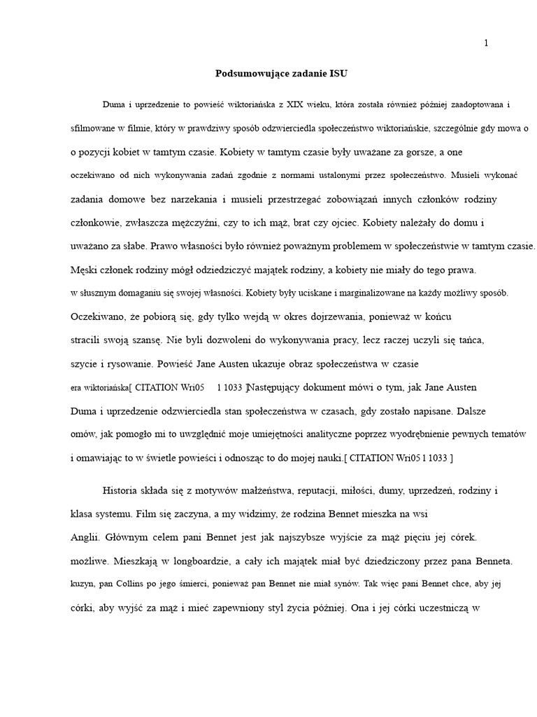 ISU Praca Końcowa - Duma I Uprzedzenie | PDF