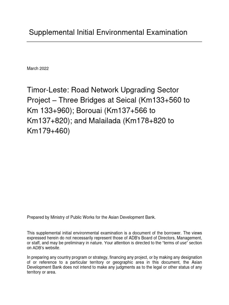 Environmental Examination for Timor-Leste Bridges | PDF | Road ...