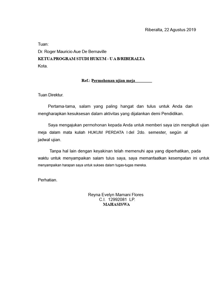 Surat Ujian Meja | PDF