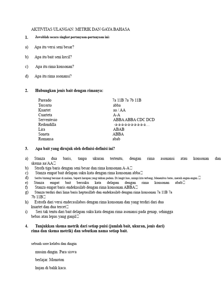 Metrik dan Gaya Bahasa dalam Puisi | PDF