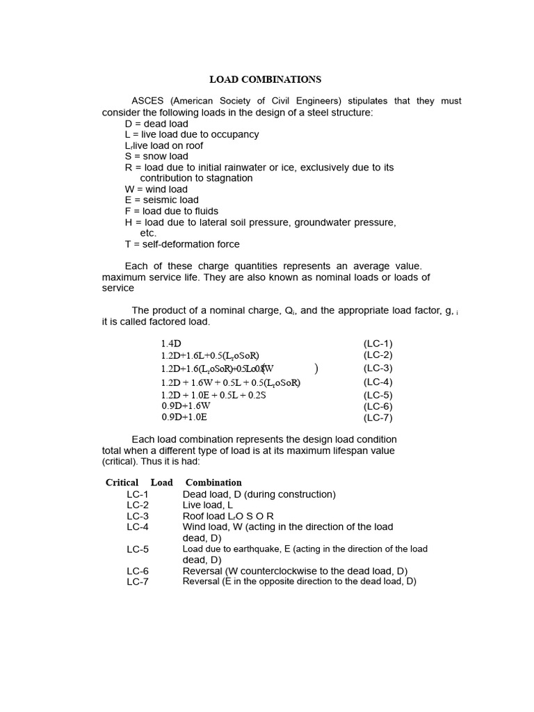 Steel Structure Load Combinations Guide | PDF