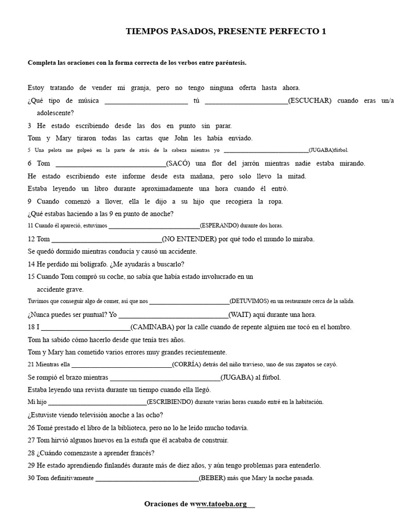 Tiempos Pasados y Presente Perfecto 1 - 108801 | PDF