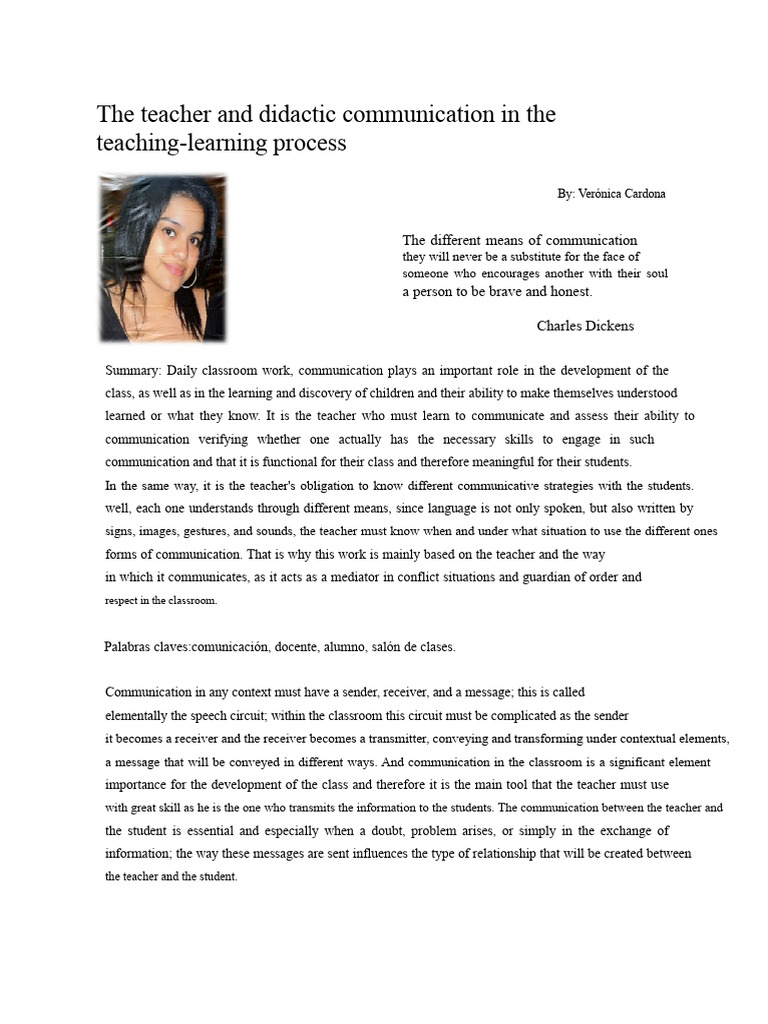 Teacher Communication in Classrooms | PDF | Communication | Teachers