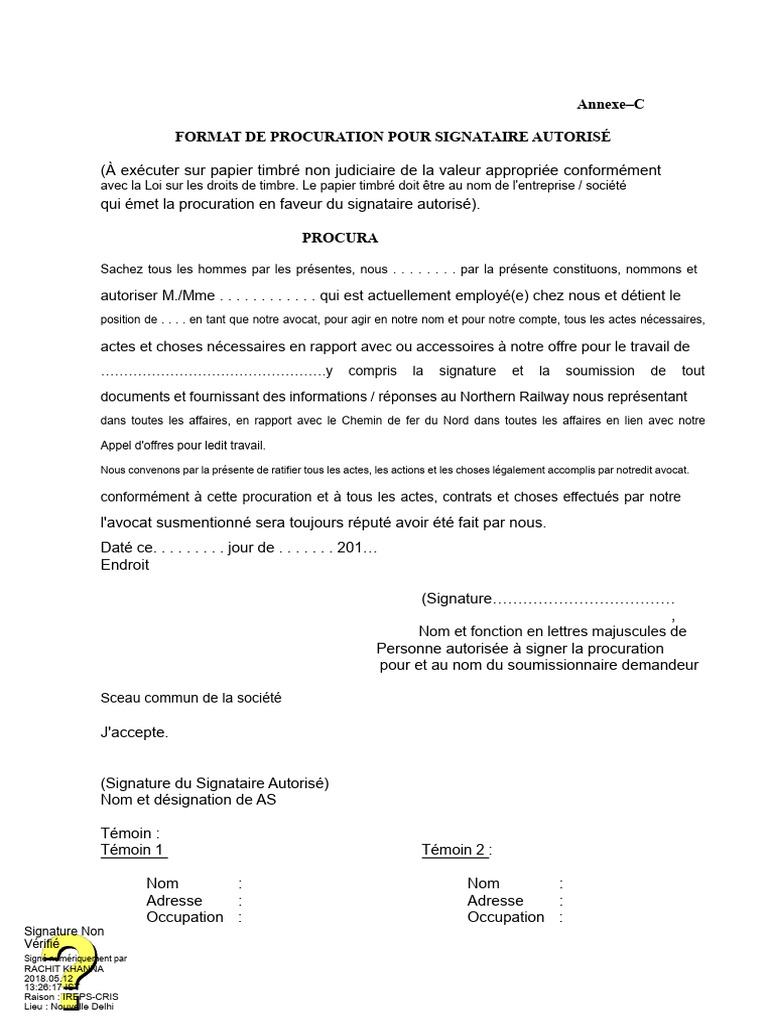 Modèle de procuration pour colis | PDF
