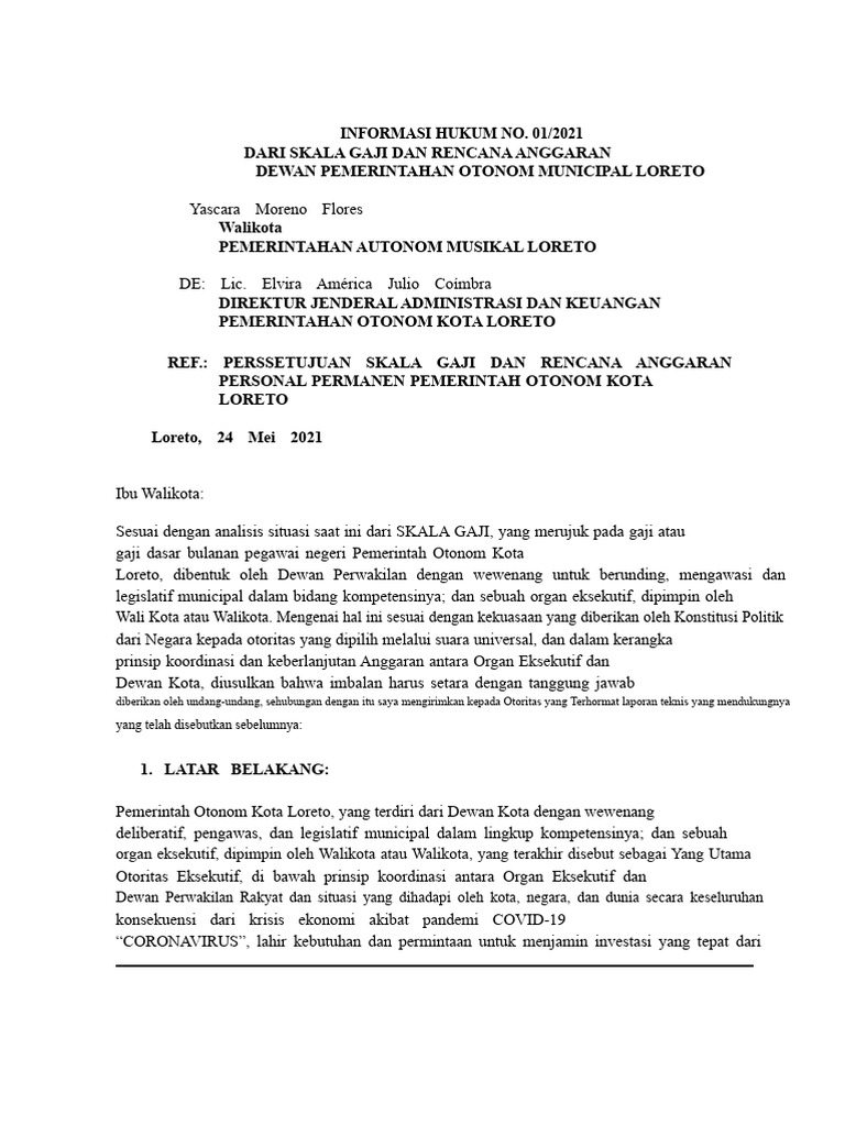 Skala Gaji dan Anggaran Loreto 2021 | PDF