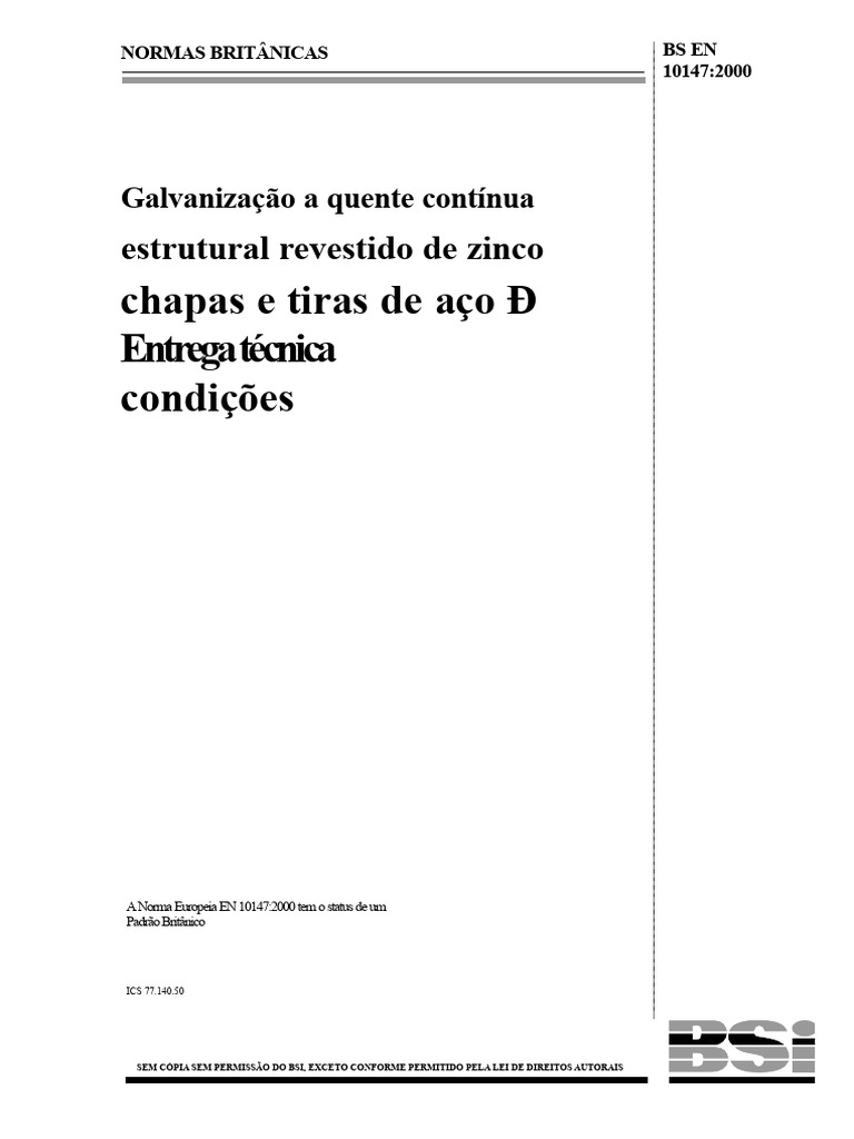 EN_10147-2000_Aço Estrutural com Revestimento de Zinco por Imersão a ...