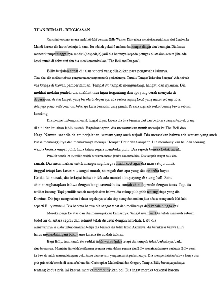 Ringkasan "The Landlady" "The Landlady" adalah sebuah cerita pendek ...