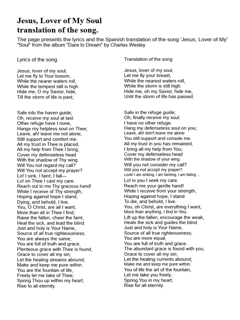 Charles Wesley Hymn Translated | PDF | Theology | Religious Belief And ...