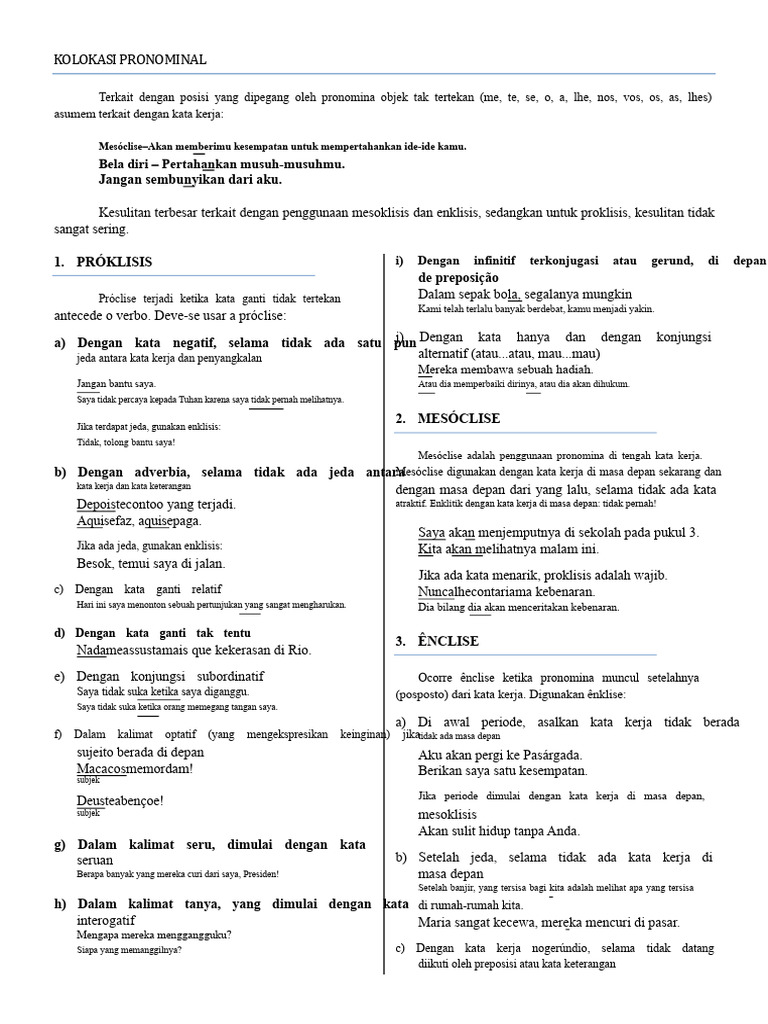 Panduan Penempatan Pronomina dalam Bahasa | PDF