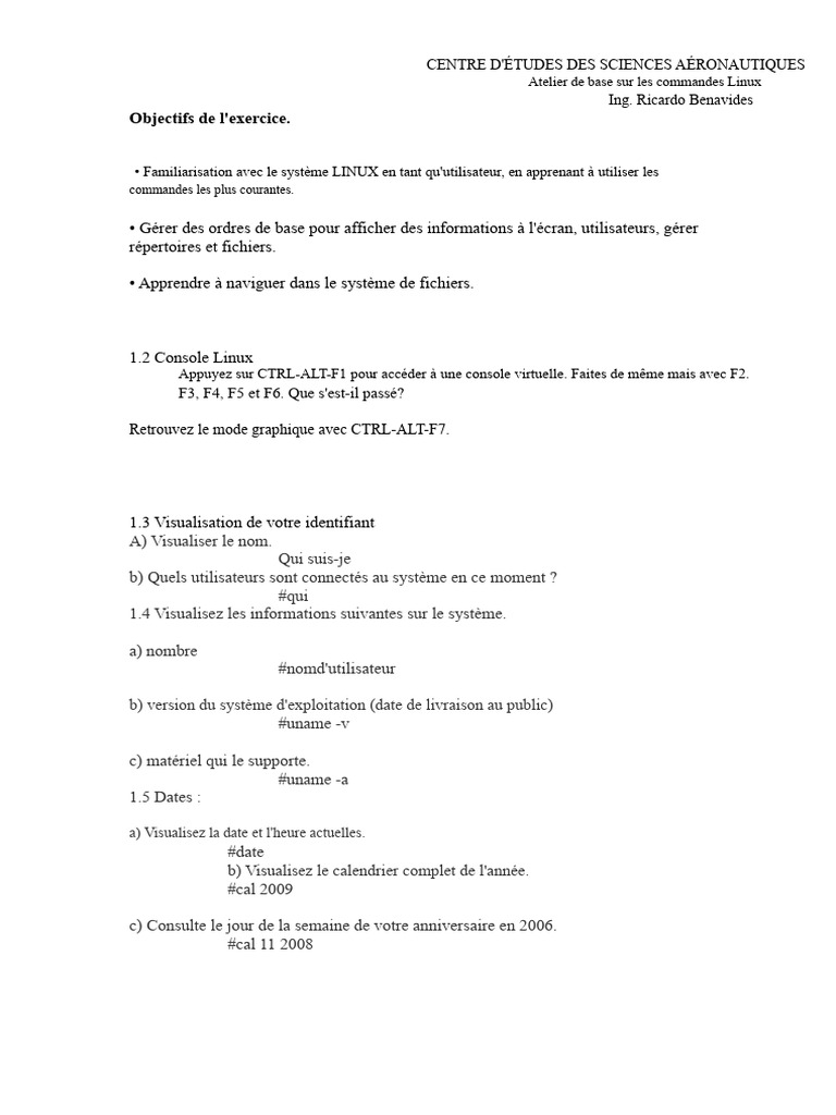 Exercices de Commandes Linux | PDF | Répertoire (informatique) | Fichier informatique