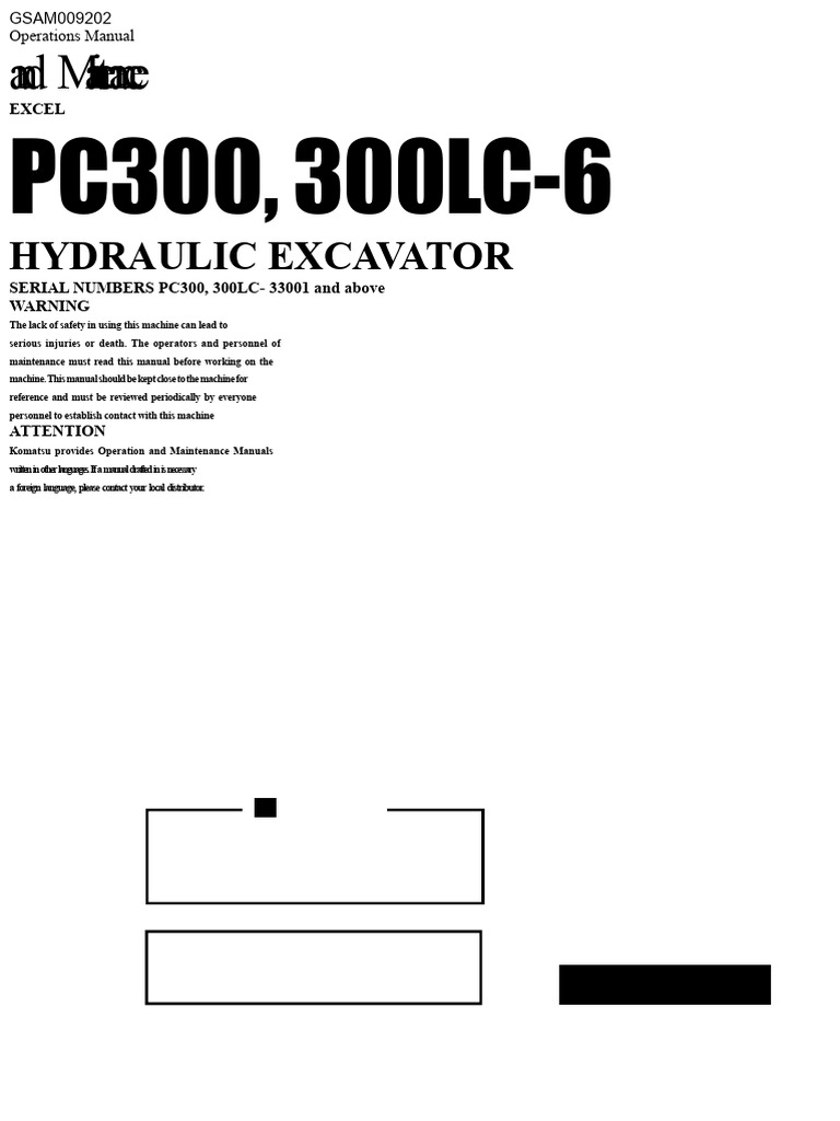 Komatsu PW300 Excavator Operations Manual | PDF | Safety | Risk