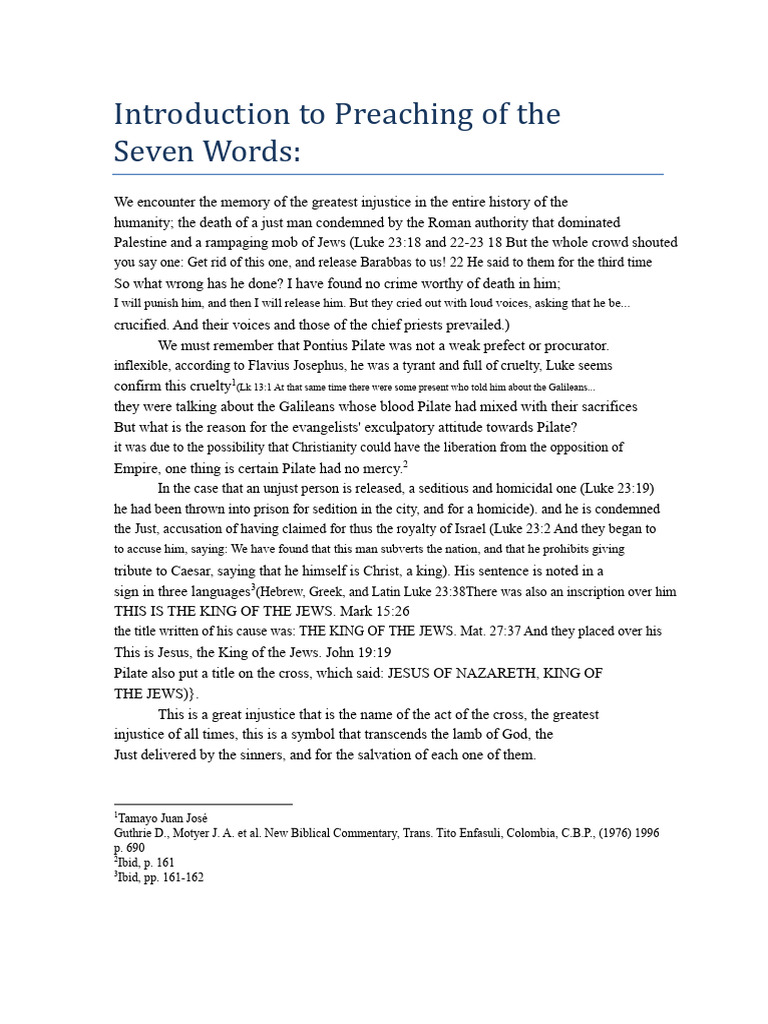 Introduction To The Preaching of The Seven Words | PDF | Jesus ...