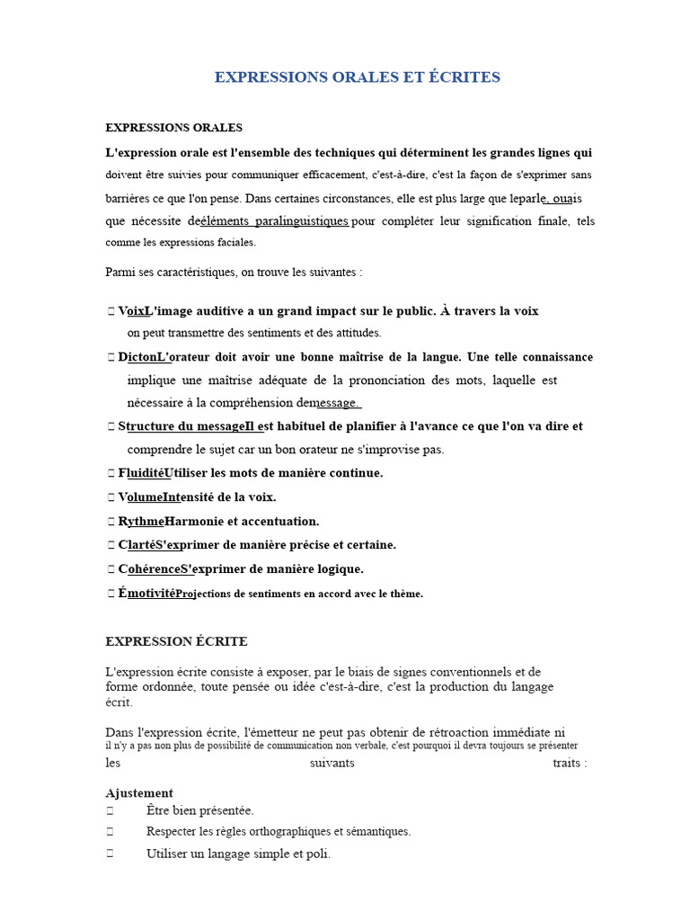 Améliorer l'expression écrite et orale | PDF