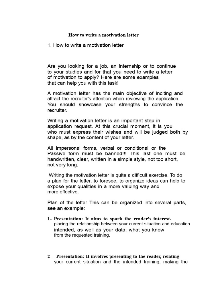 Writing an Effective Motivation Letter | PDF | Motivation | Motivational