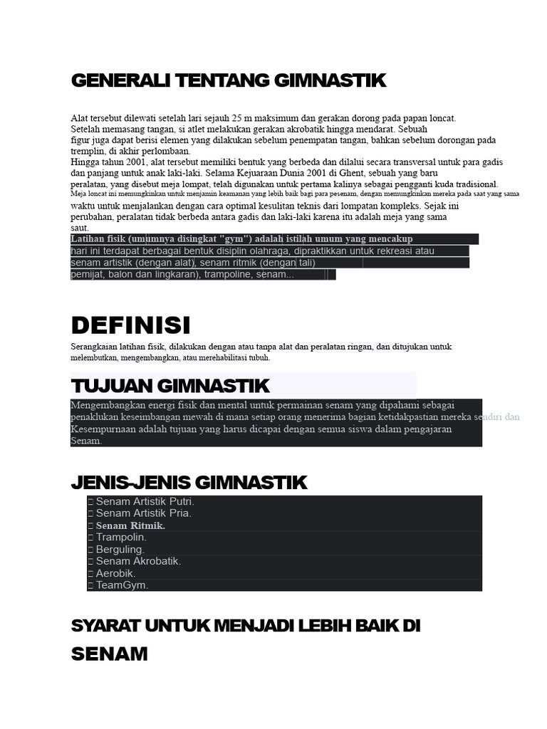 Panduan Lengkap tentang Senam dan Keamanannya | PDF