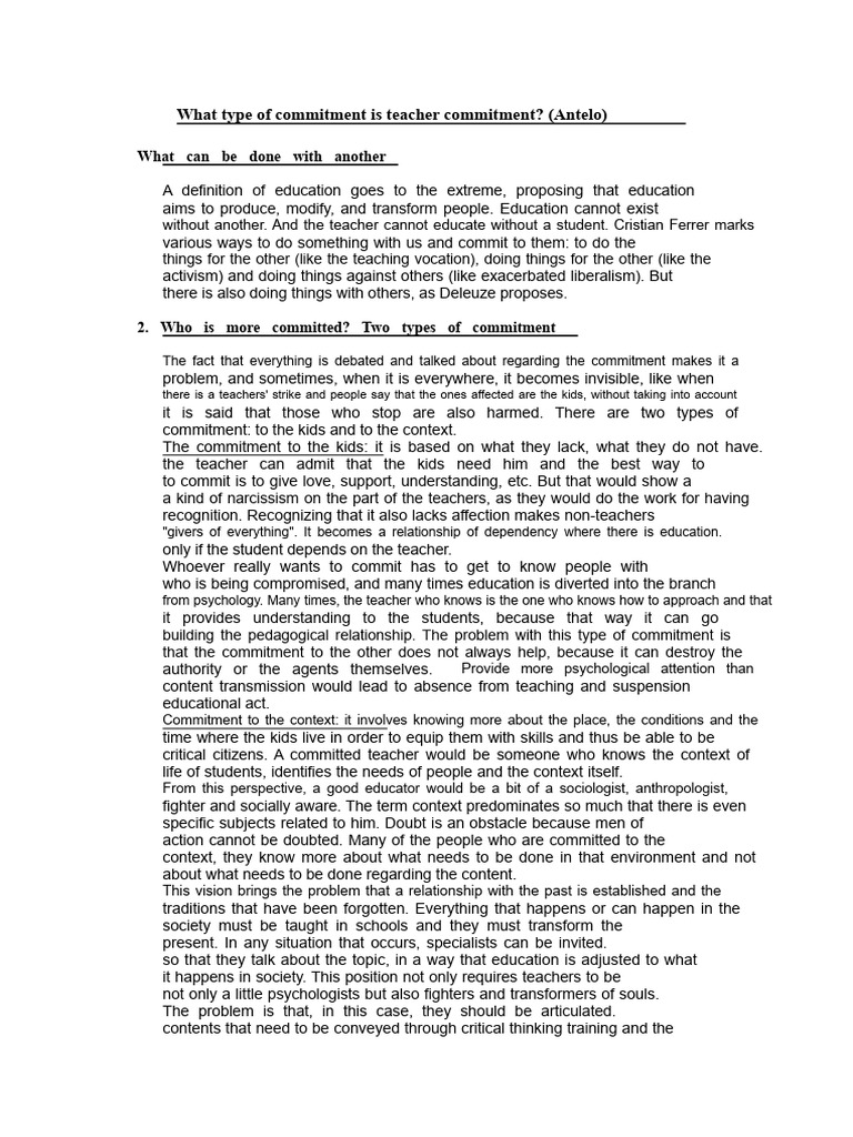 What Type of Commitment Is Teacher Commitment? | PDF | Teachers ...